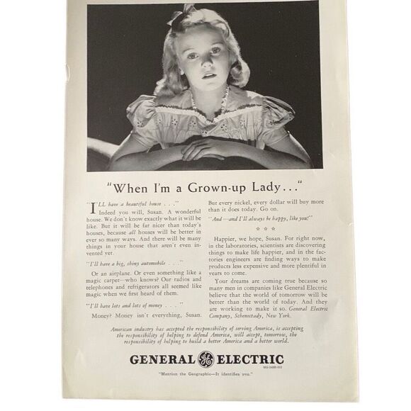 General Electric | Art | Vintage 941 Generalelectric Ge Grown Up Lady ...